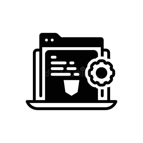 black solid icon for website programming and site stock illustration