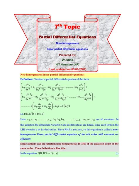 Non Homogeneous Linear Equations Pdf Differential Equations Equations