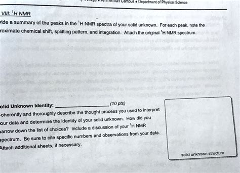 Solved Campus Department Of Physical Scicnce Vii Hnmr Ride A Summary