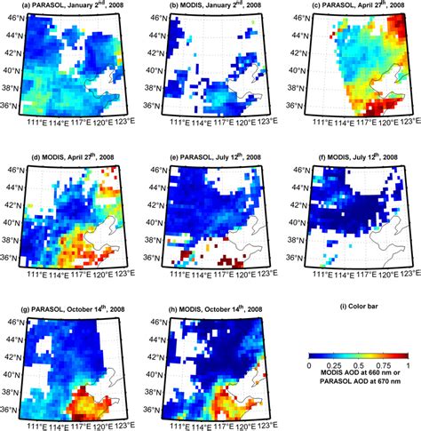 The Distribution Of Aerosol Optical Depth AOD Retrieved By The New