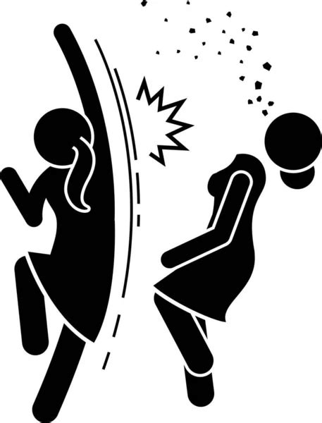 Woman Beating Man Stick Figure Sign Symbols Vector Illustration Female