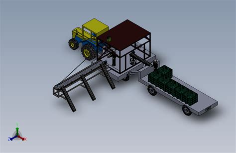 甜瓜联动收割机已量产 SOLIDWORKS 2021 模型图纸下载 懒石网
