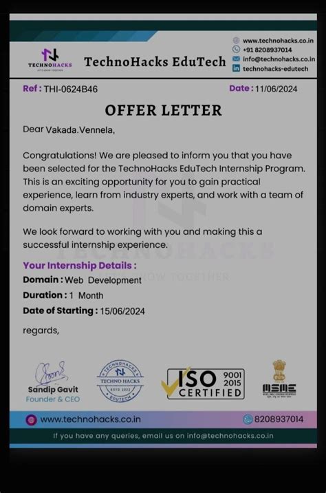 Vennela Vakada On Linkedin Internship Webdevelopment