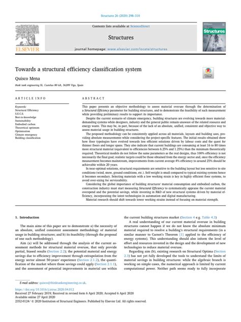 Towards A Structural Efficiency Classification System 2020