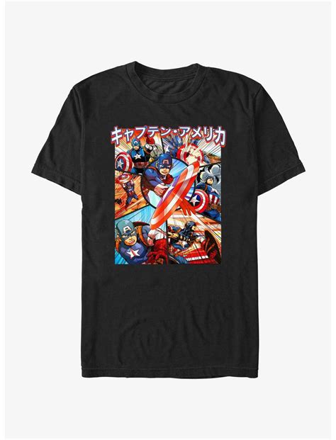 Marvel Captain America Anime Panels T Shirt Black Hot Topic