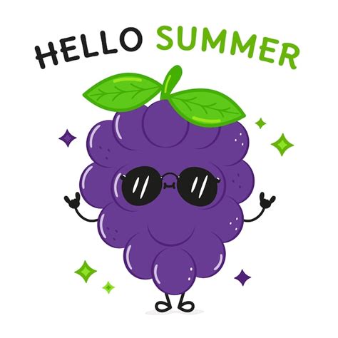 귀여운 재미있는 포도 캐릭터 프리미엄 벡터