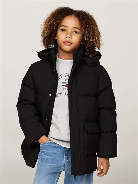 Shop Tommy Hilfigers Black Hilfiger Monotype Relaxed Puffer Jacket For