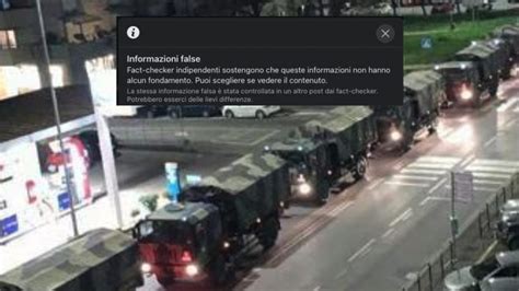 Secondo Facebook la foto dei camion militari che trasportano i morti di Covid è un falso