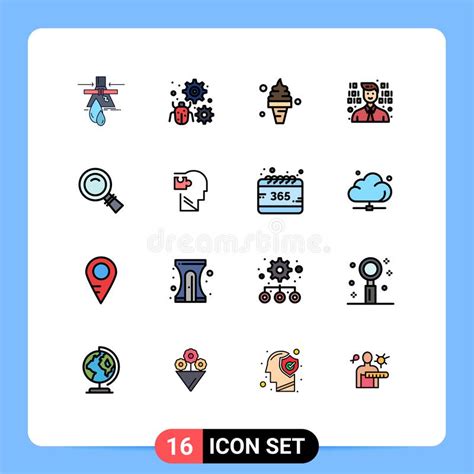 Flat Color Filled Line Pack Of 16 Universal Symbols Of Programming