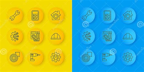 Set Line Gear And Arrows As Workflow Process Algorithm Multimeter