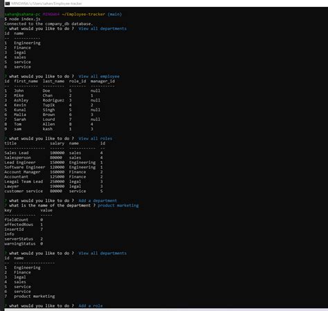 Github Sahanamai Employee Tracker