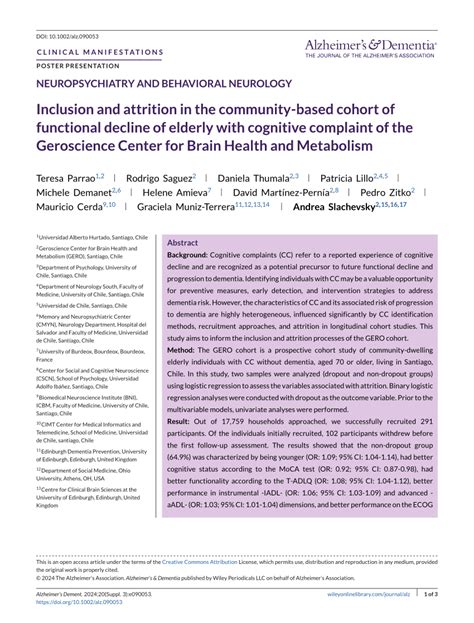 Pdf Inclusion And Attrition In The Community‐based Cohort Of Functional Decline Of Elderly