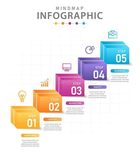 Infographic 5 Steps Modern Mindmap Diagram With Boxes Presentation