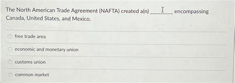 Solved The North American Trade Agreement Nafta ﻿created
