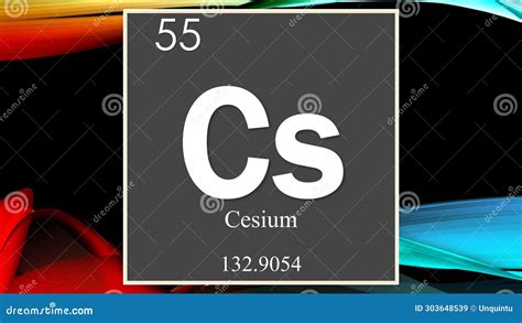 Cesium Chemical Element Symbol On Dark Colored Abstract Background Stock Illustration