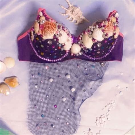 Ariel Mermaid Bra Purple Seashells Shopee Malaysia