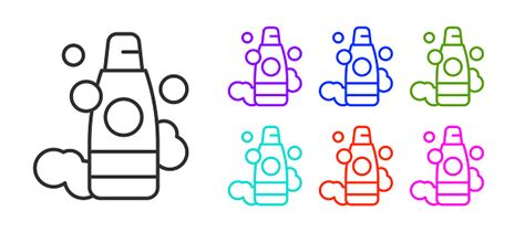 흰색 배경에 격리 샴푸 아이콘의 검은 줄 병 다채로운 아이콘을 설정합니다 벡터 3차원 형태에 대한 스톡 벡터 아트 및 기타 이미지 3차원 형태 건강 진단 건강관리와