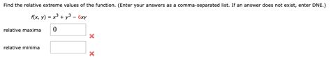 solved find the relative extreme values of the function