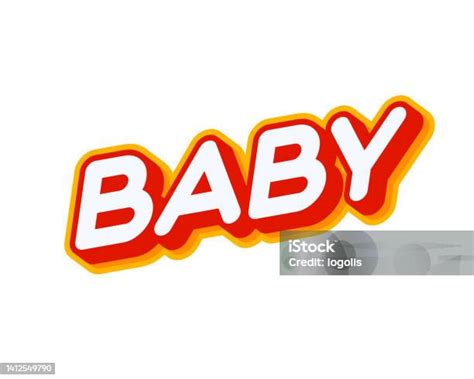아기 흰색의 다채로운 텍스트 효과 디자인 벡터에 격리 된 귀여운 문구 레터링 영어로 된 텍스트 또는 비문 현대적이고 창의적인 디자인에는 빨간색 주황색 노란색이 있습니다 0