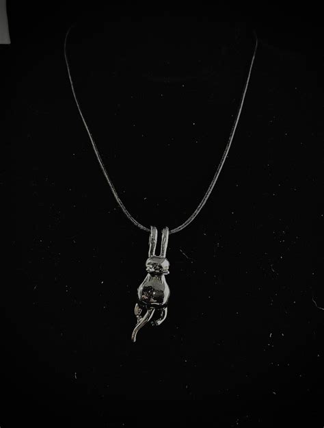 Silver Cat Necklace Sterling Silver Cat Pendant On Leather Necklace Etsy