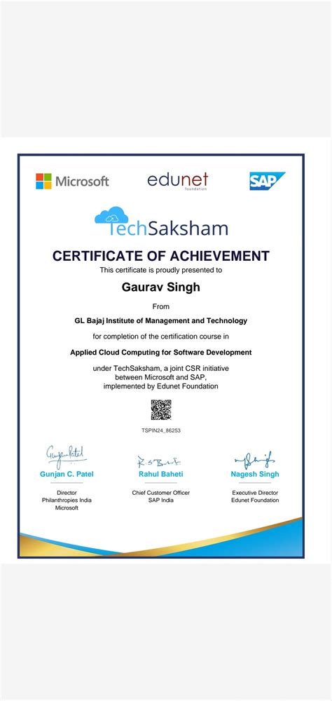 gaurav singh on linkedin achievement certification