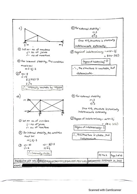 Solution Structural Theory Ce 3104 Analysis Of Statically Determinate Structures Problem Set 2