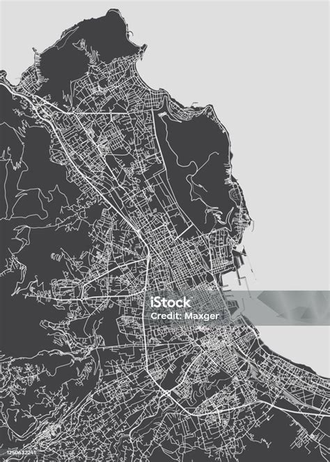 시티 맵 팔레르모 흑백 상세 계획 벡터 일러스트레이션 팔레르모 시실리에 대한 스톡 벡터 아트 및 기타 이미지 팔레르모