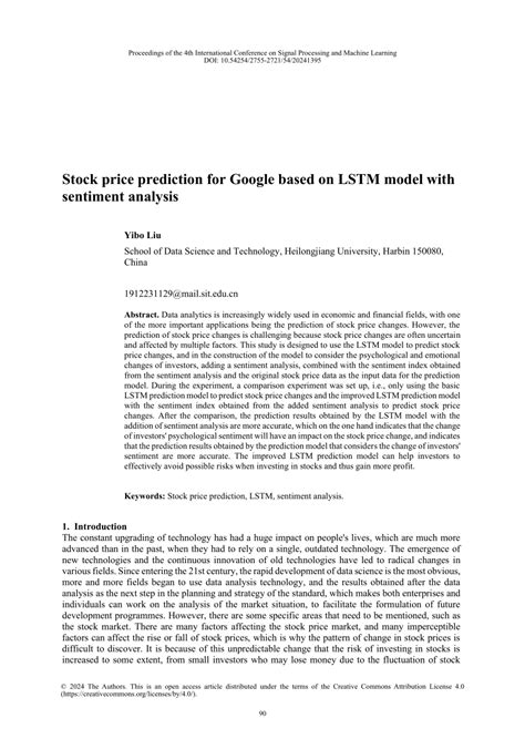 PDF Stock Price Prediction For Google Based On LSTM Model With Sentiment Analysis