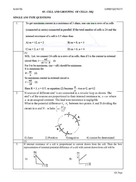 05 Cell And Grouping Of Cells Mq Pdf Series And Parallel Circuits Electrical Engineering