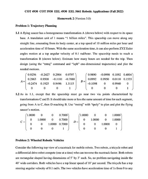 Problem Trajectory Planning A Flying Saucer Chegg