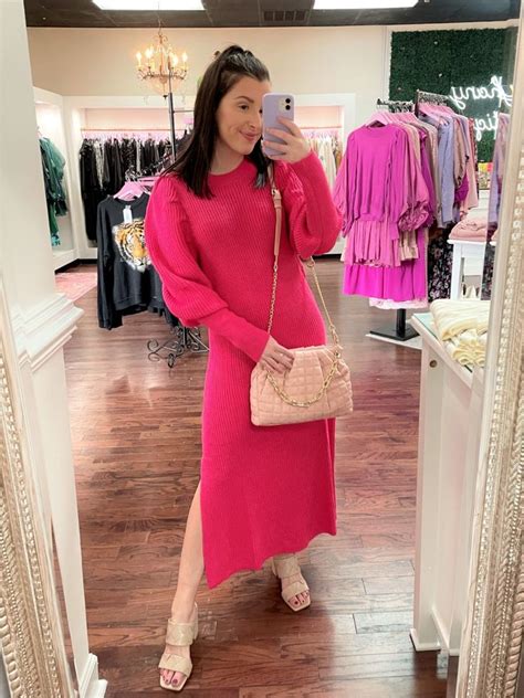 Lafayette Mutton Sleeve Sweater Dress Midi Dress Chic Sweater Dress