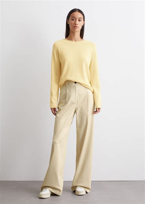 Cashmere Sweater Regular With High Wearing Comfort Yellow Knitted