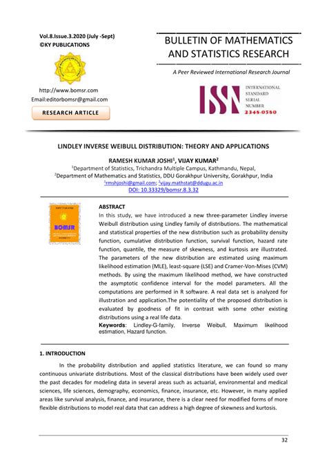 Pdf Lindley Inverse Weibull Distribution Theory And Applications