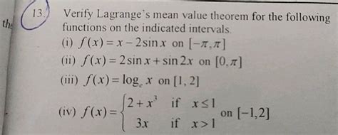 Tan 13 Verify Lagrange S Mean Value Theorem The Following