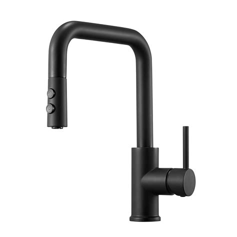 Black Kitchen Taps With Pull Out Spray Peppermint Matte Black