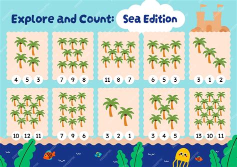 premium vector coconut tree counting cute flat design vector count