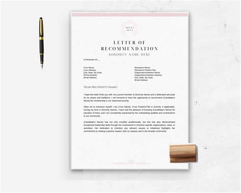 Sorority Letter Of Recommendation Template Greek Life Reference
