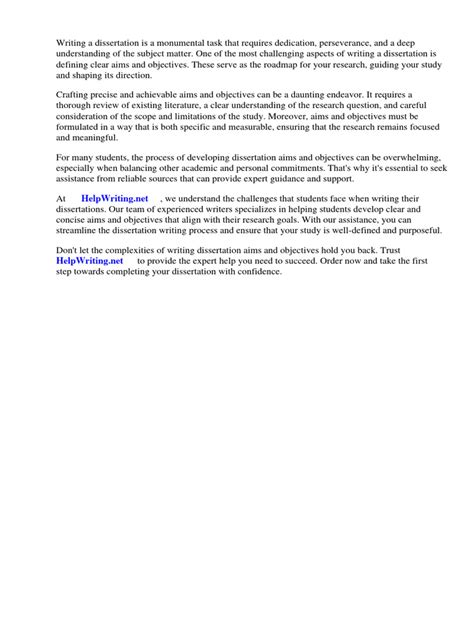 Writing Dissertation Aims And Objectives Pdf Thesis Methodology