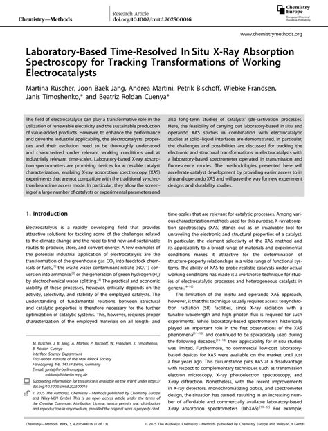 Pdf Laboratory‐based Time‐resolved In Situ X‐ray Absorption Spectroscopy For Tracking