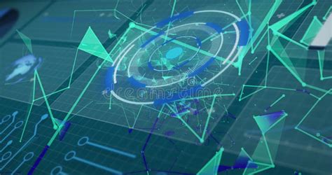 Image Of Network Of Connections Over Scan Scoping Stock Illustration