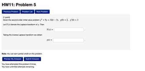 Solved Hw11 Problem 5 Previous Problem Problem List Next