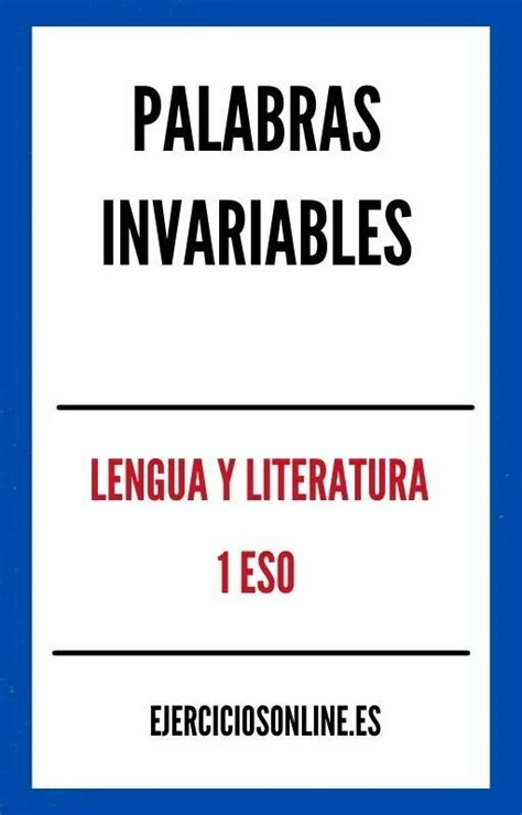 Ejercicios PDF De Palabras Invariables 1 ESO 2025