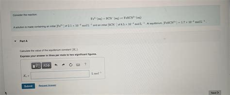 Solved Part A Calculate The Value Of The Equilibrium Chegg