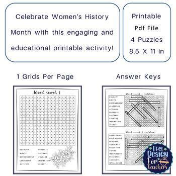 Women S History Month Word Search Challenge Printable Activity For Students