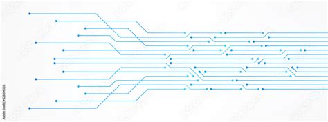 Abstract Technology Background Blue Circuit Board Pattern Microchip Power Line Stock Vector