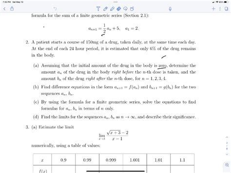 Solved Formula For The Sum Of A Finite Geometric Series