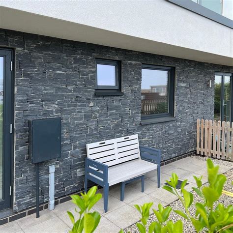 Black Slate Exterior Stone Tier Cladding Panels 550x200 Paving Slabs Uk