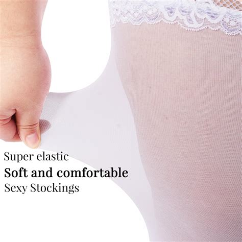 55d Semi Sheer 688in Lace Top Thigh High White Moon Wood