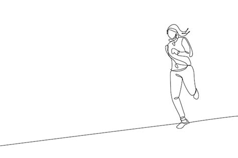 Premium Vector One Continuous Line Drawing Of Sporty Runner Woman