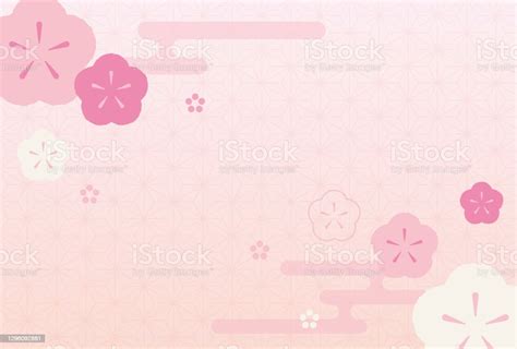 日本風格的向量背景與梅花和雲橫幅賀卡傳單社交媒體壁紙等向量圖形及更多日本文化圖片 日本文化 春天 傳統 Istock